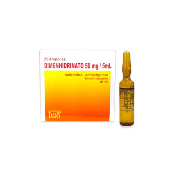 DIMENHIDRINATO 50MG/5ML SOLUCION INYECTABLE CAJA X 25 AMP – DANY ...